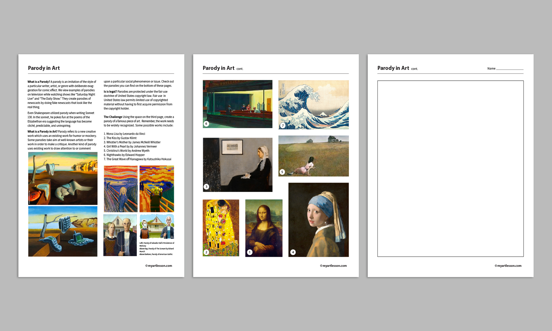 Parody in Art Substitute Plan - My Art Lesson