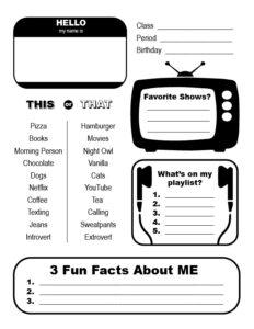 Getting to Know You Handout (Start of the Year) - My Art Lesson