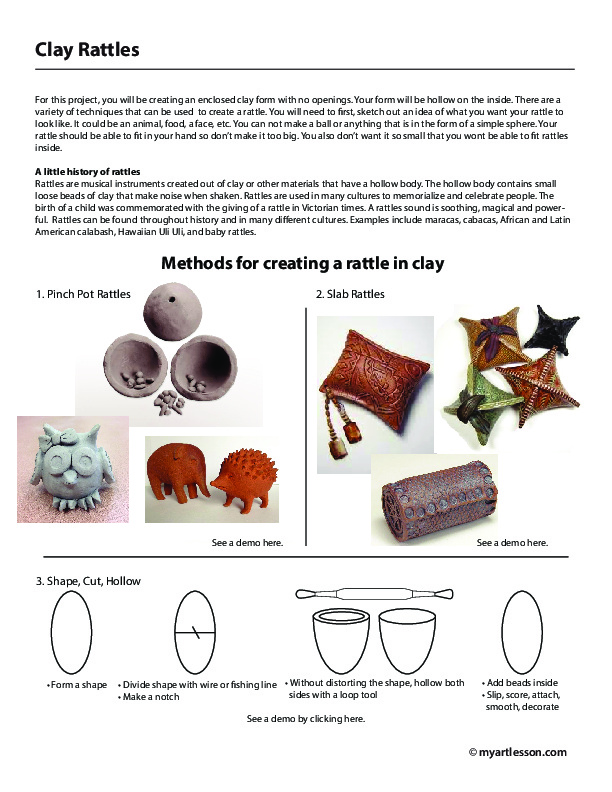 Ceramic Rattle Handout/ Substitute Plan - My Art Lesson