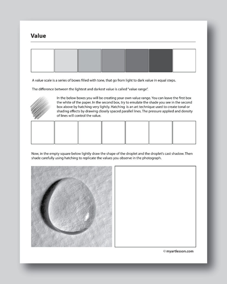 Sub Plan/Worksheet on Value - My Art Lesson