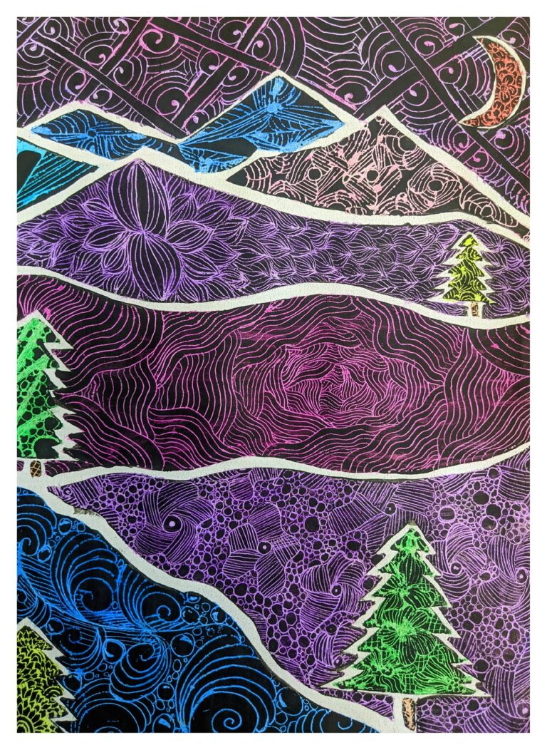 Scratch-Off Zentangle Landscapes - My Art Lesson