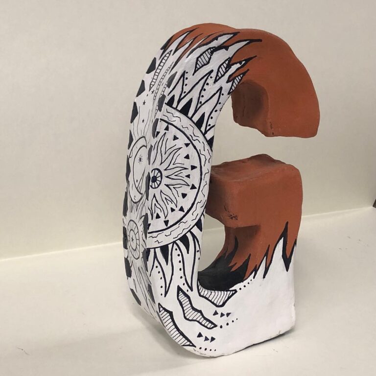 Zentangle Inspired 3D Slab Initial - My Art Lesson